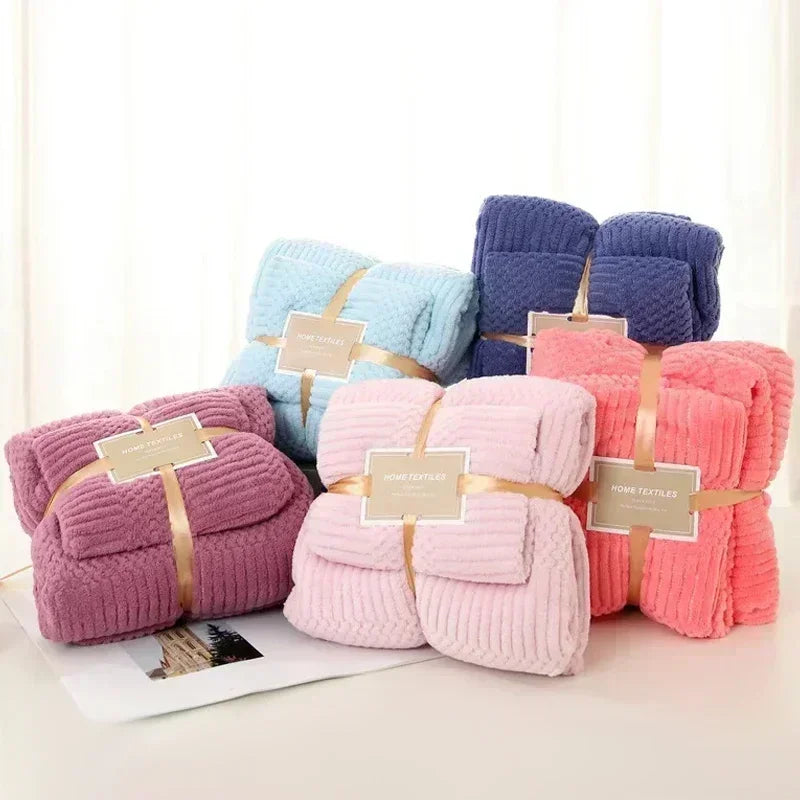 Plush Soft Ribbed Throw Blankets In Assorted Colors on Luulla