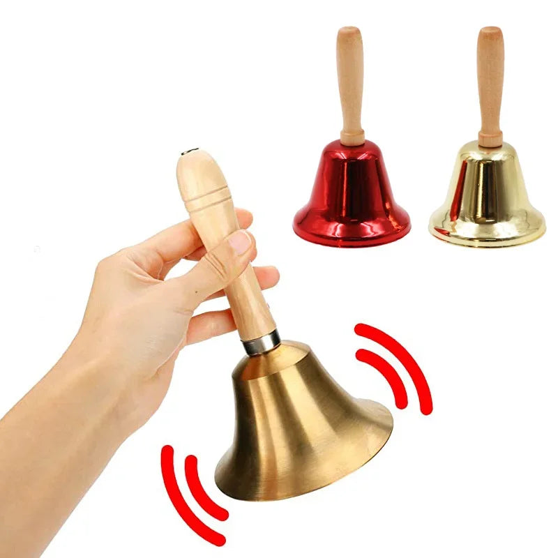 Handheld Metallic Bell With Wooden Handle, Loud on Luulla