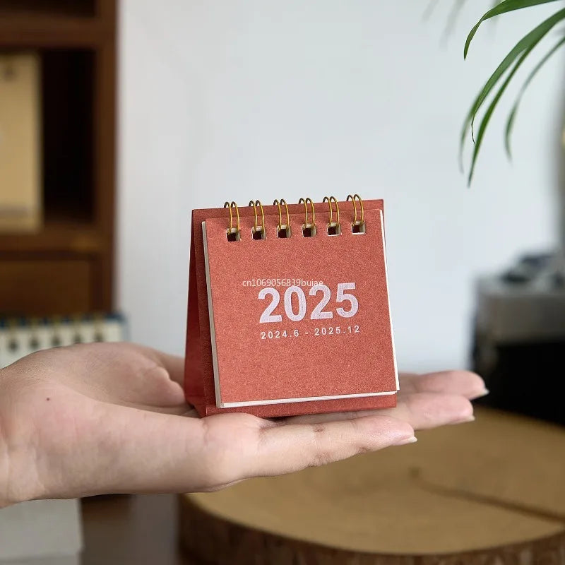 Compact Spiral-bound Red 2025 Desk Calendar on Luulla