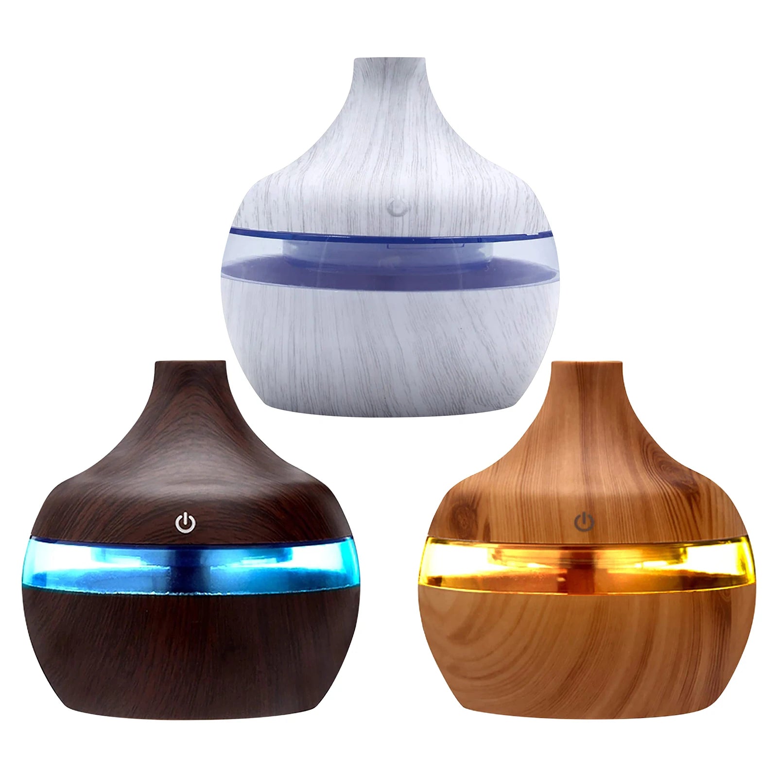 Ultrasonic Wood Grain Essential Oil Diffuser Lights on Luulla