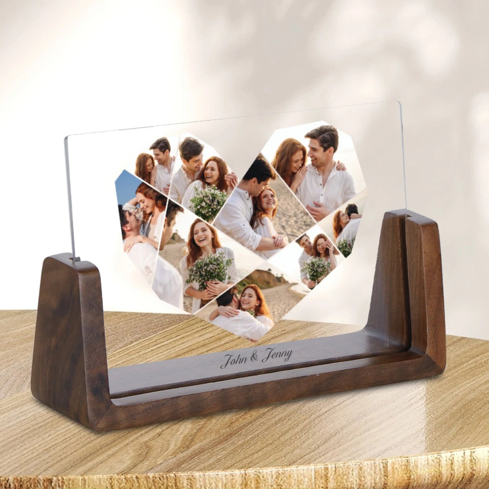 Custom Heart Photo Frame With Wooden Stand on Luulla
