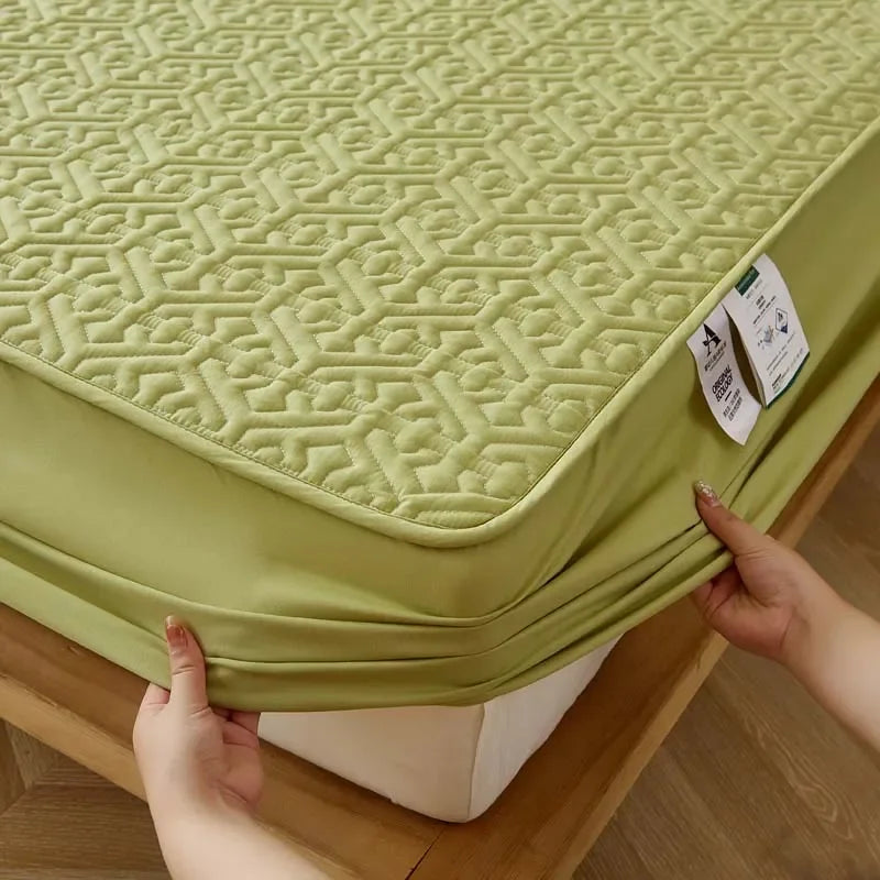 Quilted Green Memory Foam Mattress Protector Cover on Luulla
