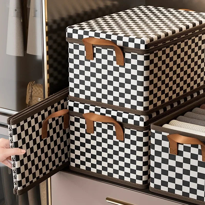 Foldable Checkered Storage Bins With Handles on Luulla