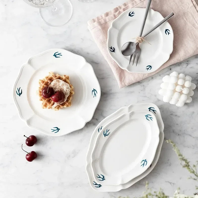 Porcelain Dinnerware With Bird Pattern Design Plates on Luulla