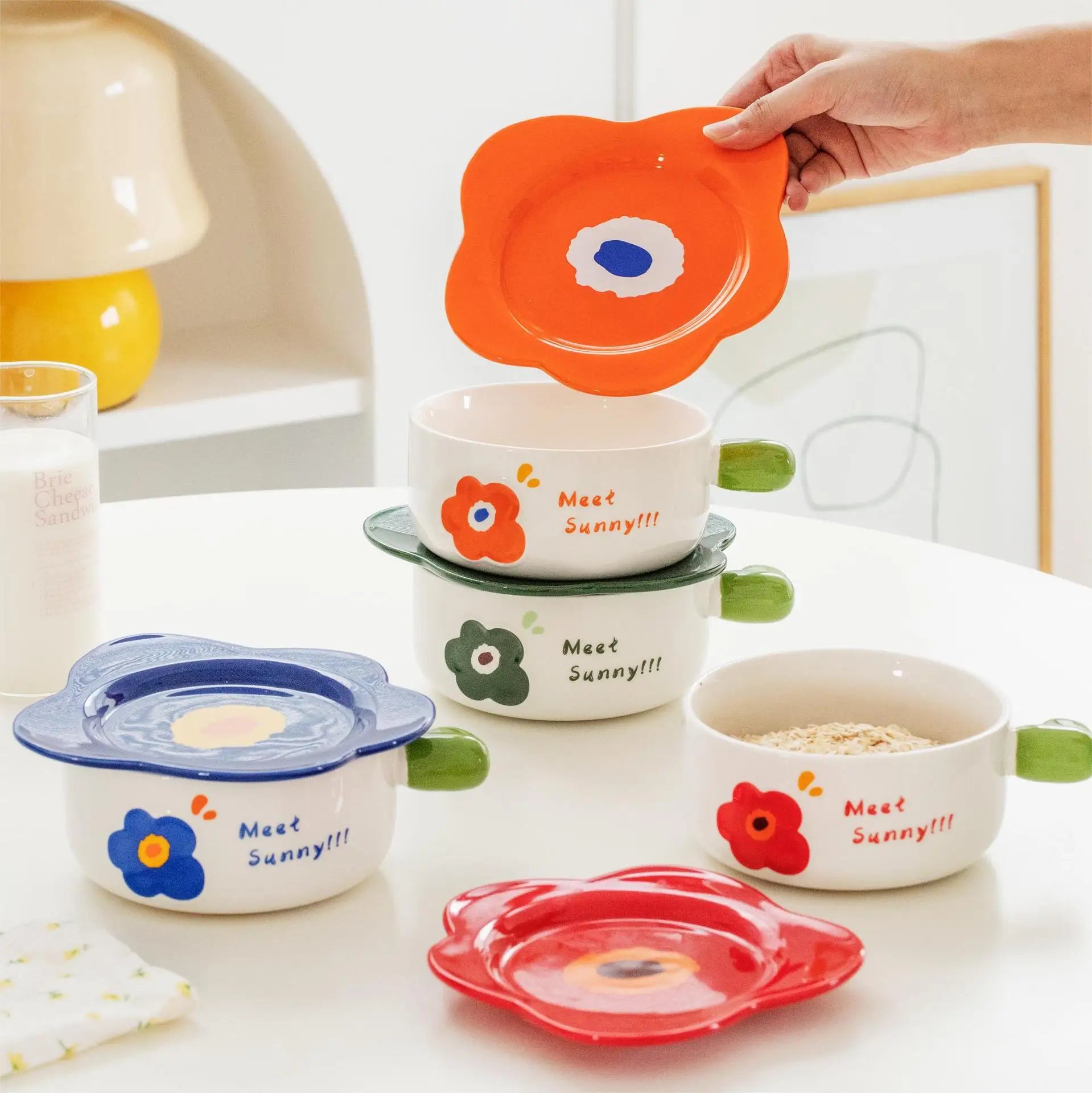 Colorful Flower Design Stackable Ceramic Bowl Collection on Luulla