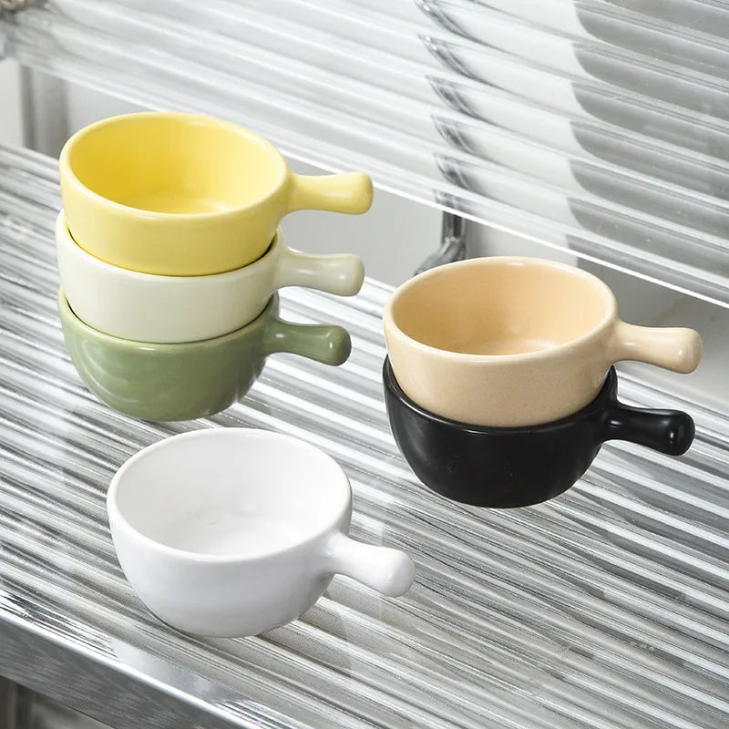 Colorful Ceramic Stackable Soup Bowls With Handles on Luulla