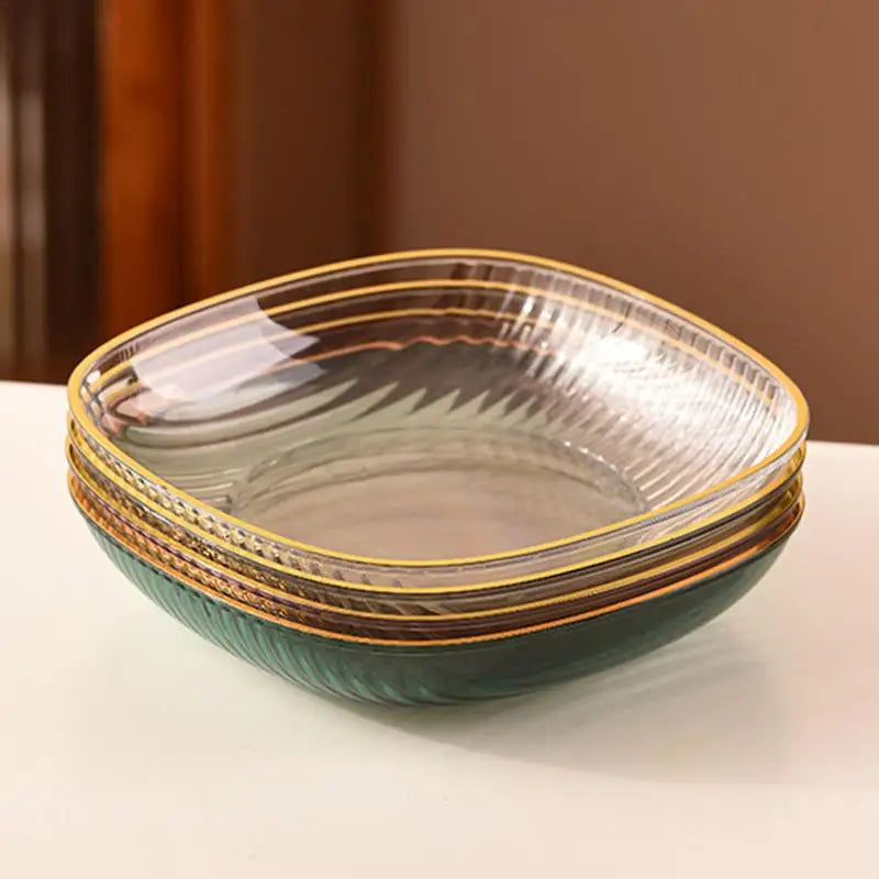 Stackable Glass Bowls With Gold Trim Design on Luulla