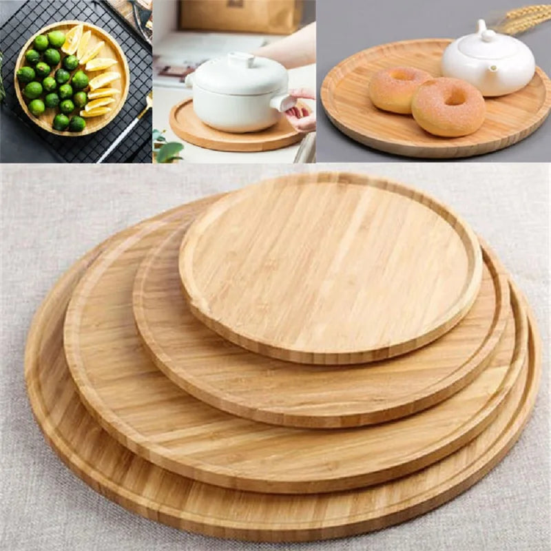 Bamboo Circular Serving Trays For Versatile Use on Luulla