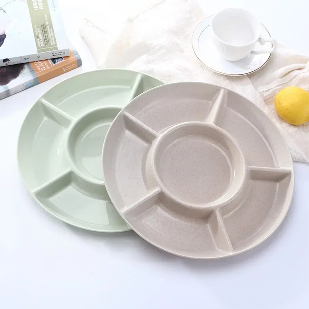 Round Divided Snack Tray With Multiple Compartments on Luulla