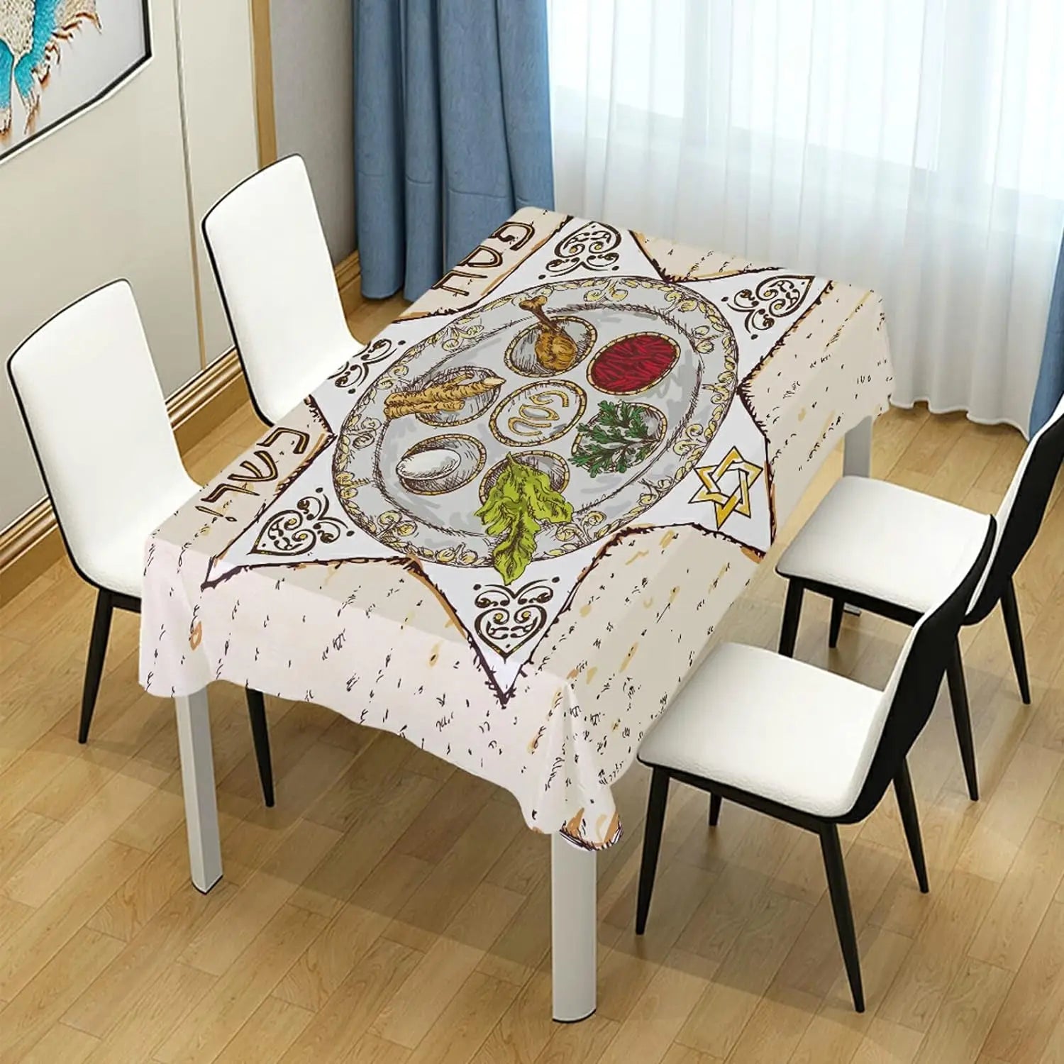 Passover Seder Tablecloth With Traditional Symbols on Luulla