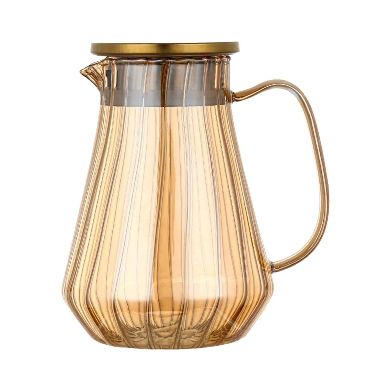 Amber Glass Pitcher With Gold Lid, Stylish Design on Luulla