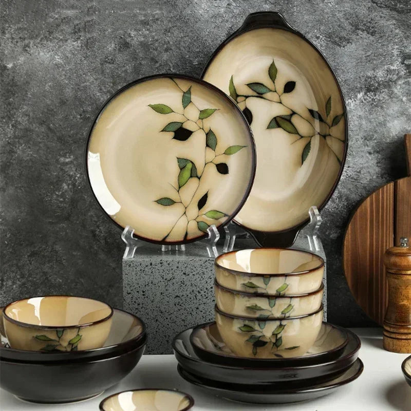 Nature-inspired Leaf Design Ceramic Dinnerware Collection on Luulla