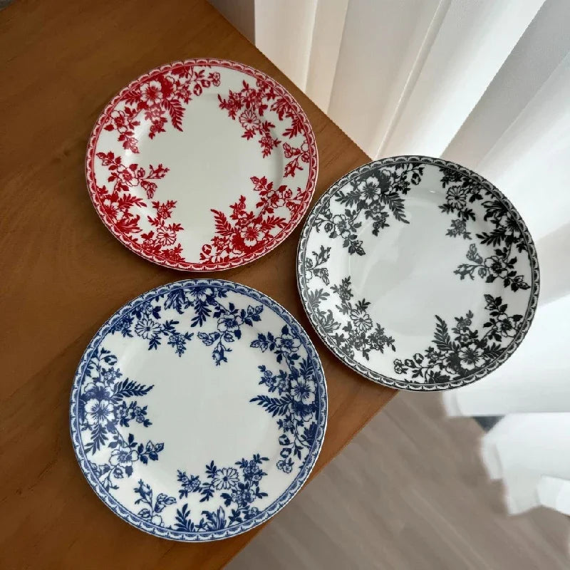 Floral Pattern Porcelain Plates In Three Colors on Luulla