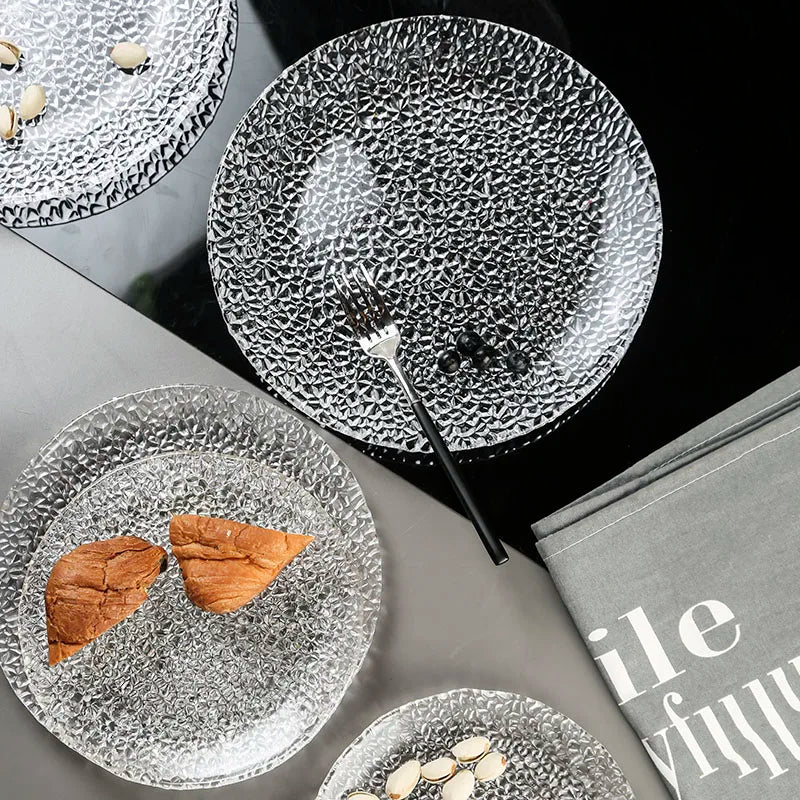 Textured Glass Dinner Plates For Modern Dining on Luulla