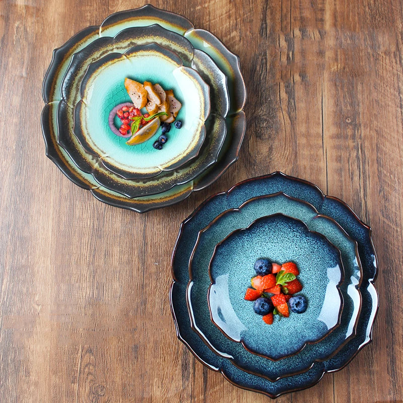 Handcrafted Ceramic Plates With Unique Wave Design on Luulla
