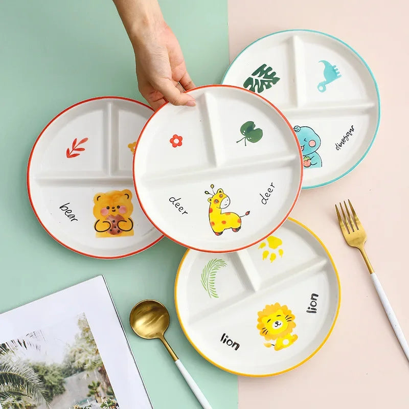 Cartoon Animal Kids Sectioned Dinner Plates on Luulla
