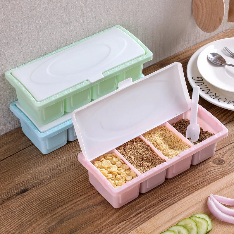 Multi-compartment Plastic Organizer Box With Spoon on Luulla