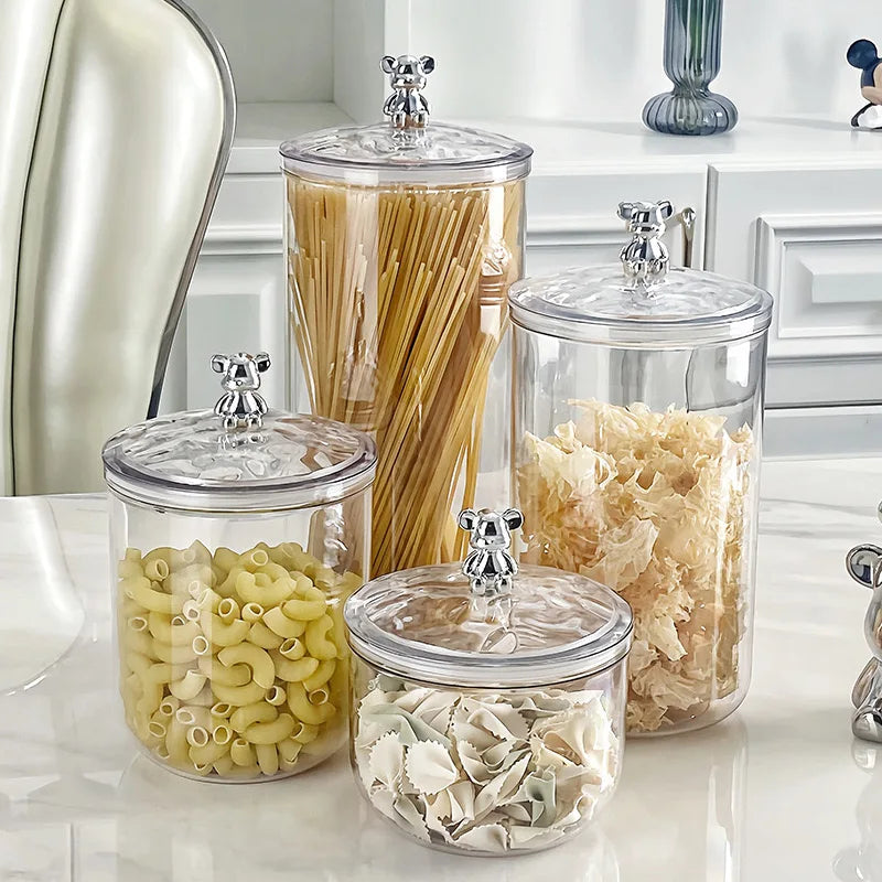 Airtight Transparent Storage Jars With Cute Lids on Luulla
