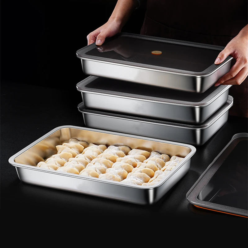 Stainless Steel Baking Pans With Transparent Lids on Luulla