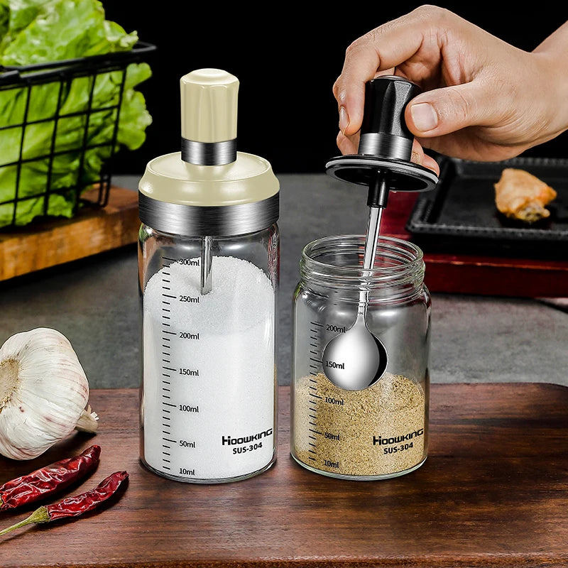 Dual Spice Jar With Measuring Spoon Dispenser on Luulla