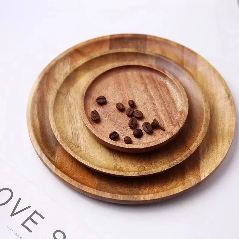 Natural Wooden Round Plates, Three Size Bundle on Luulla
