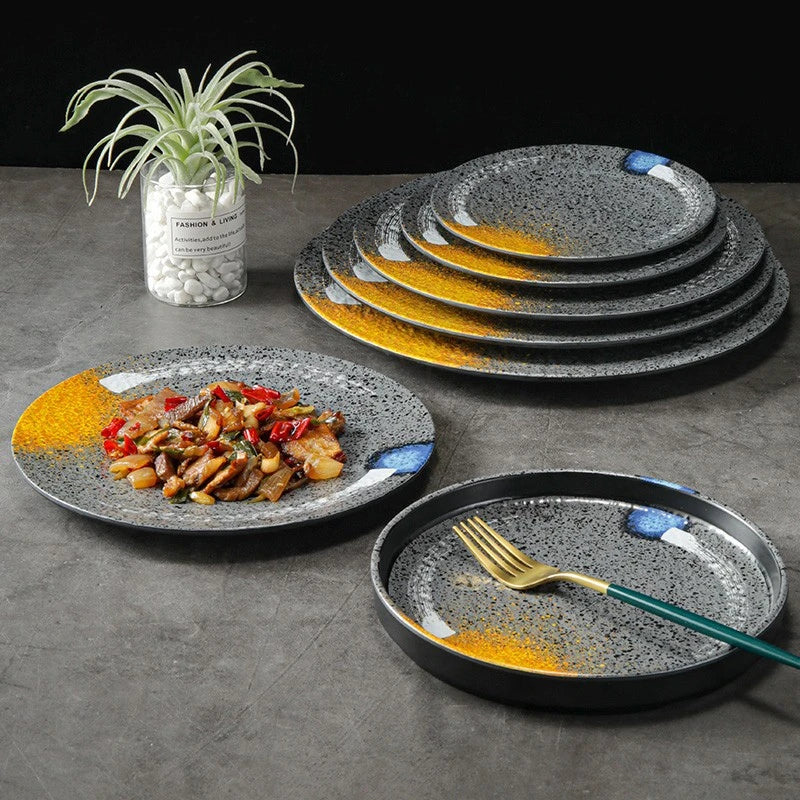 Speckled Ceramic Dinner Plates With Modern Art Design on Luulla