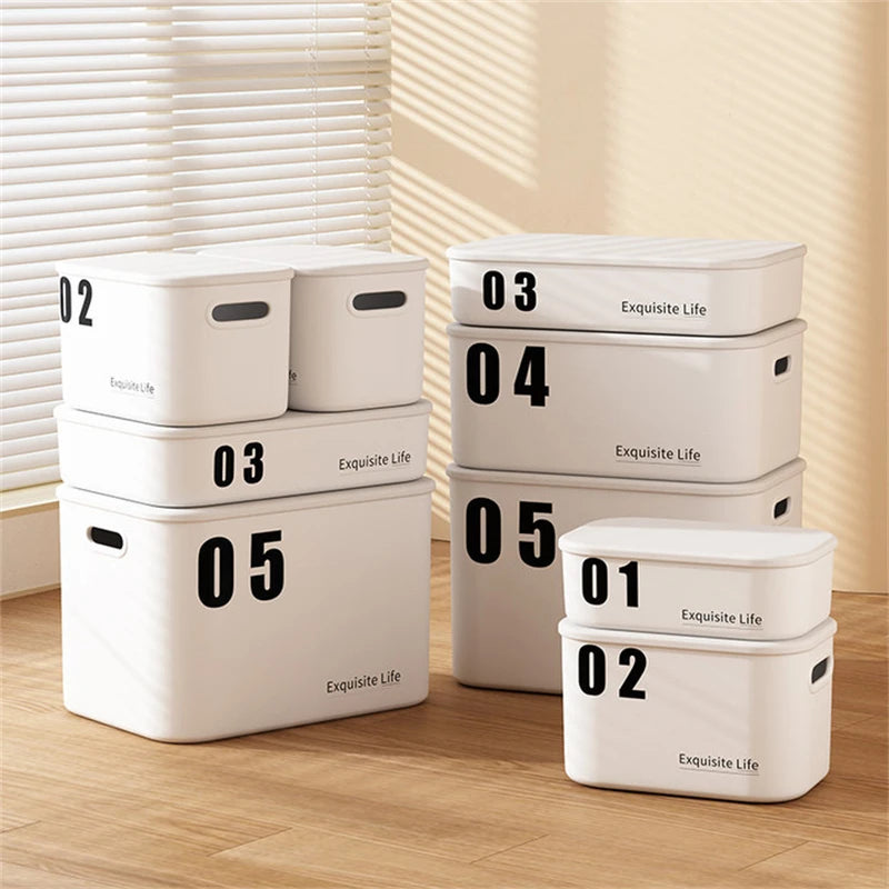 Stackable Numbered White Storage Containers With Lids on Luulla
