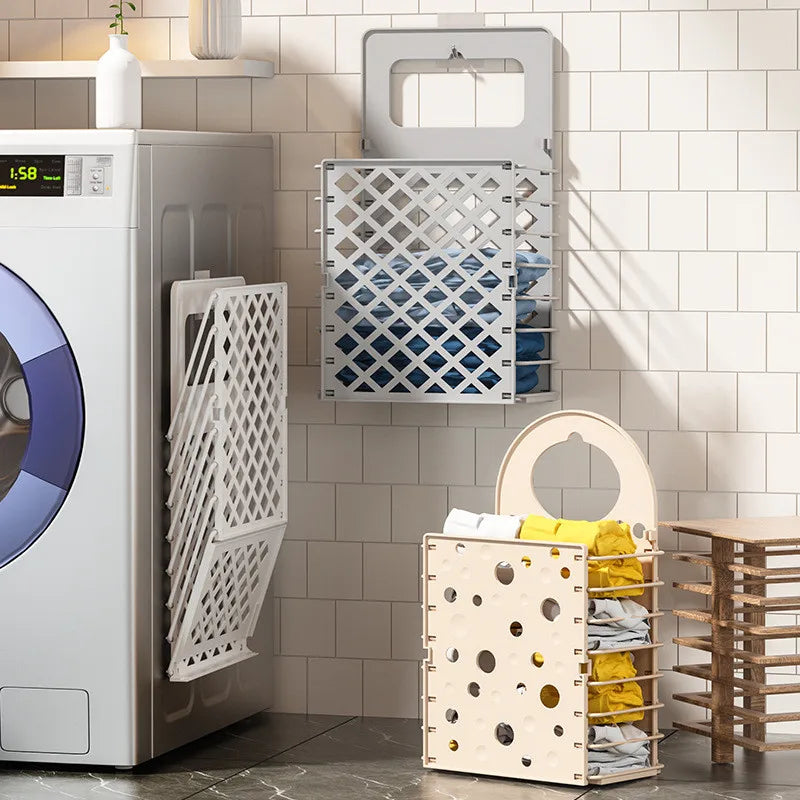 Foldable Wall-mounted Laundry Hamper With Lid on Luulla