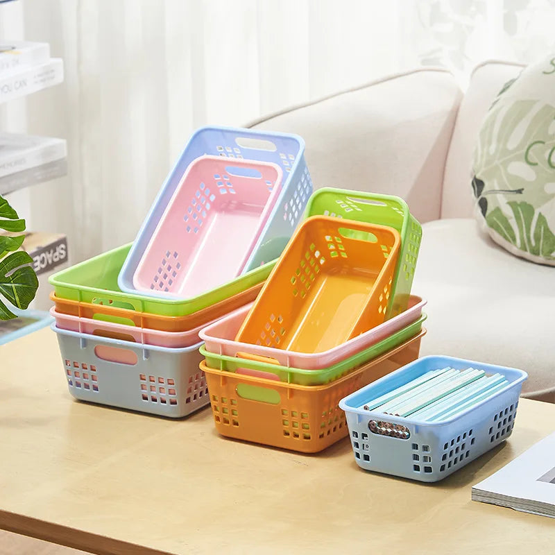 Colorful Stackable Plastic Storage Baskets With Handles on Luulla