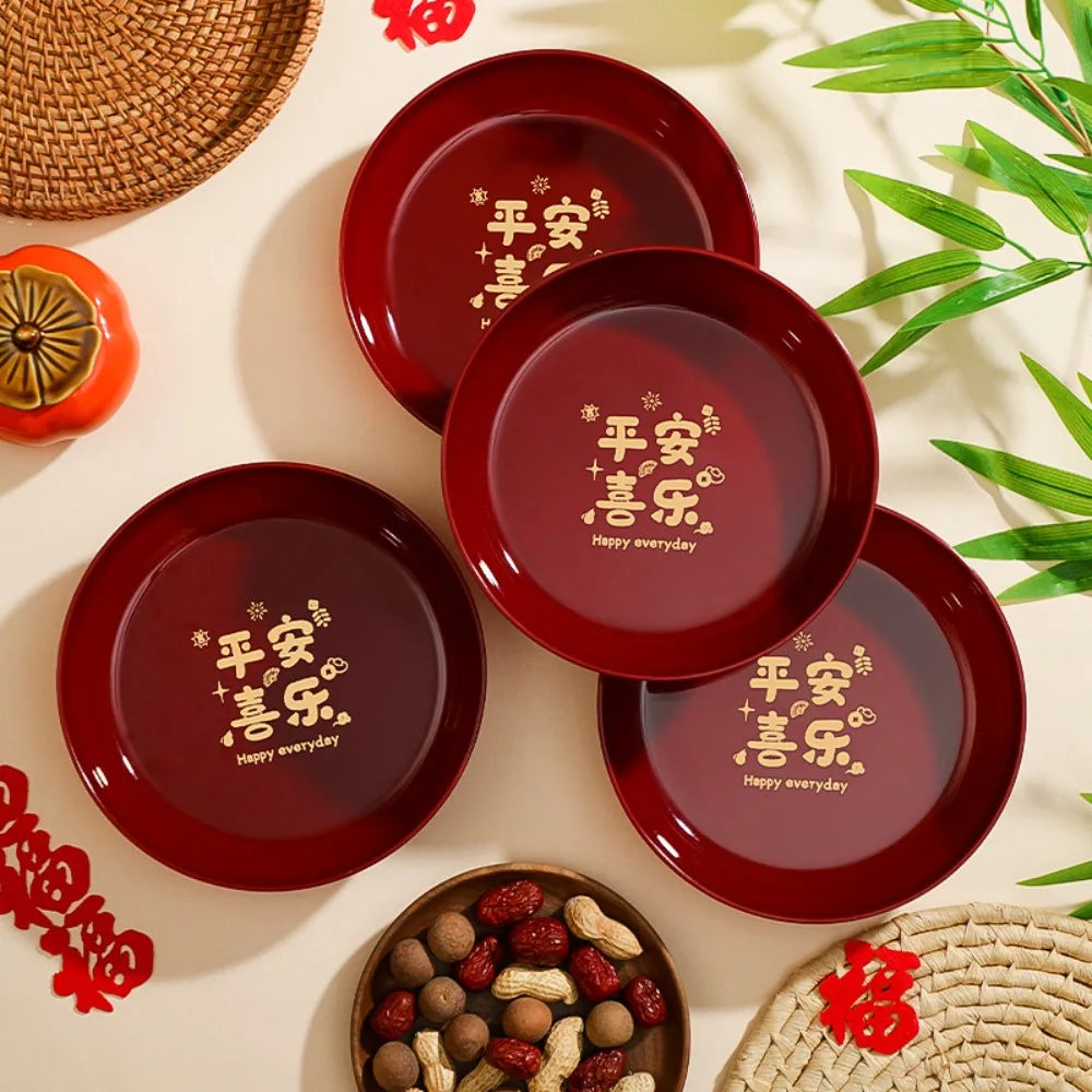 Red Porcelain Plates With Gold Chinese Symbols on Luulla