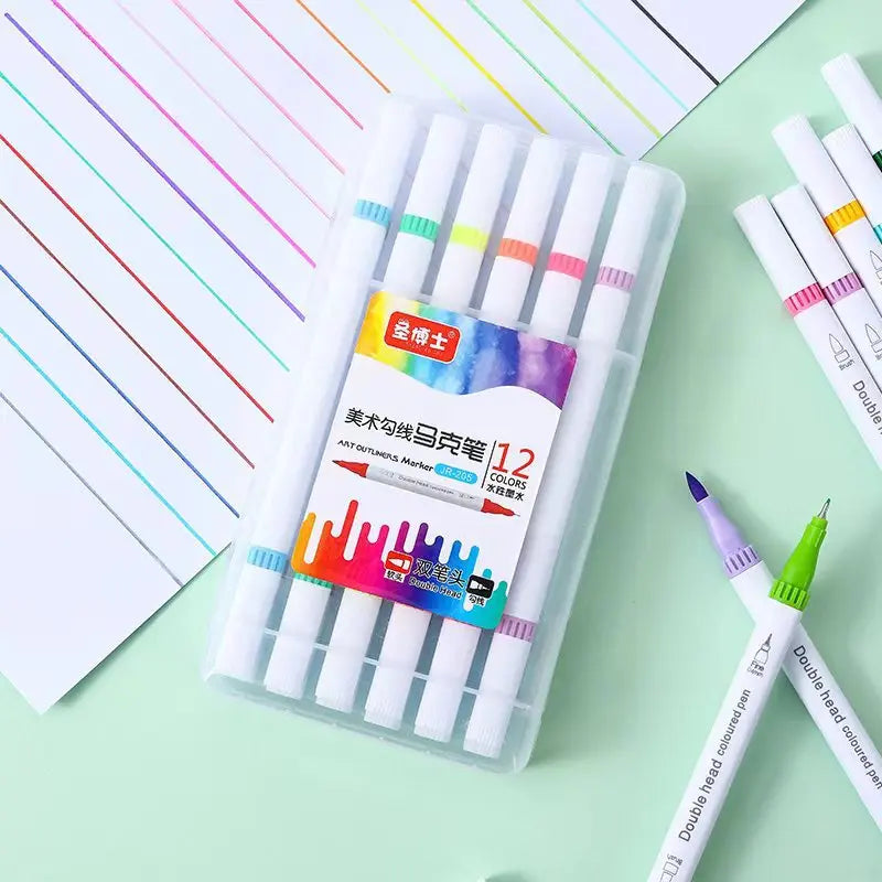 Dual-tip Vibrant Color Art Markers 12 Pack on Luulla