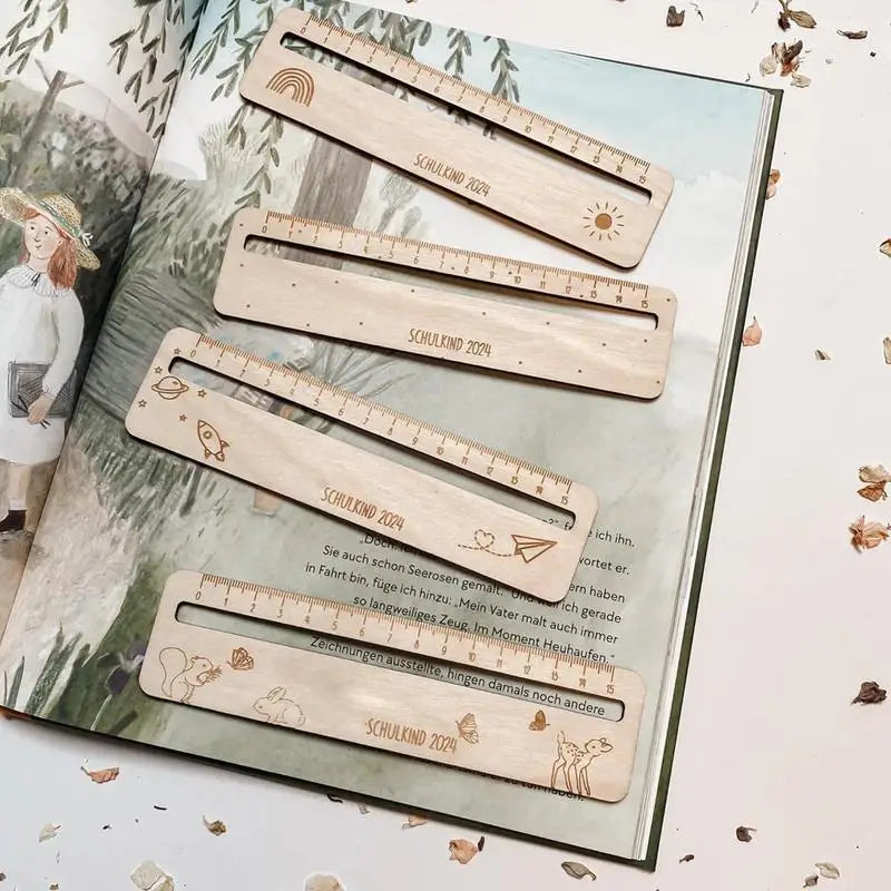 Wooden Rulers With Laser-engraved Designs Collection on Luulla