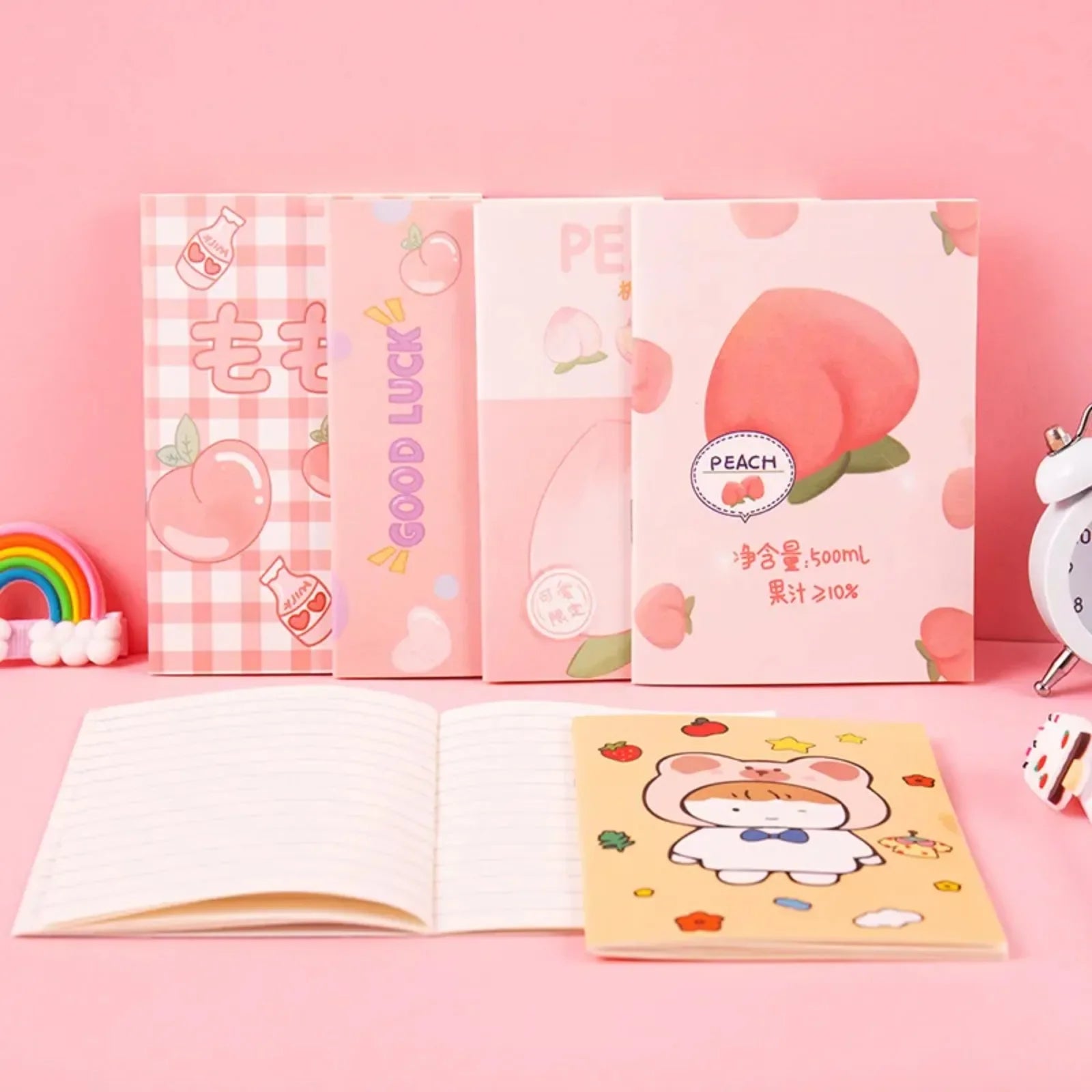Cute Pink Peach Themed Notebooks, 5-pack on Luulla