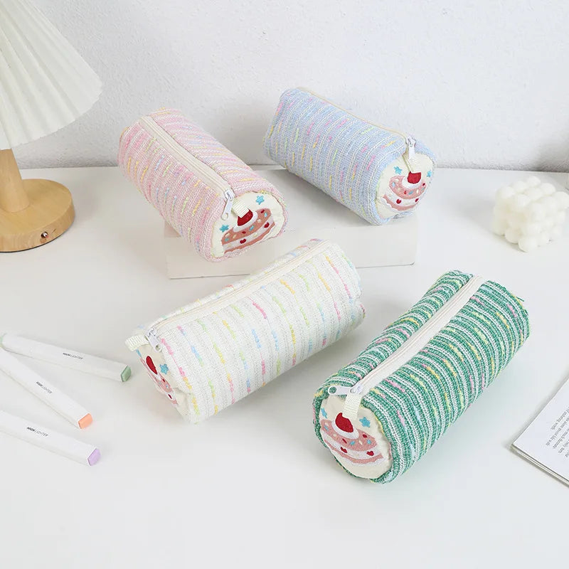 Colorful Zippered Cylinder Pencil Cases With Stripes on Luulla