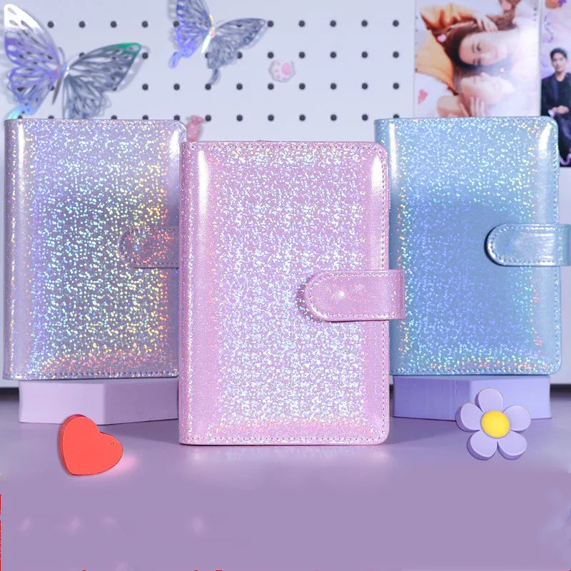 Holographic Sparkle Pu Leather Notebooks With Snap on Luulla