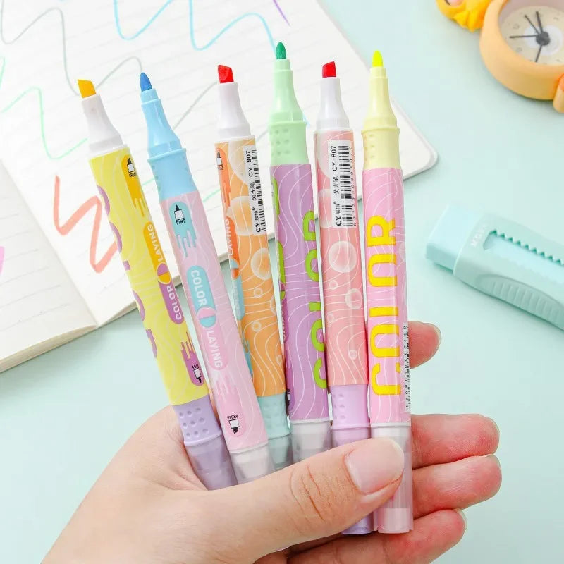 Vibrant Double-ended Colored Highlighter Pens Pack on Luulla