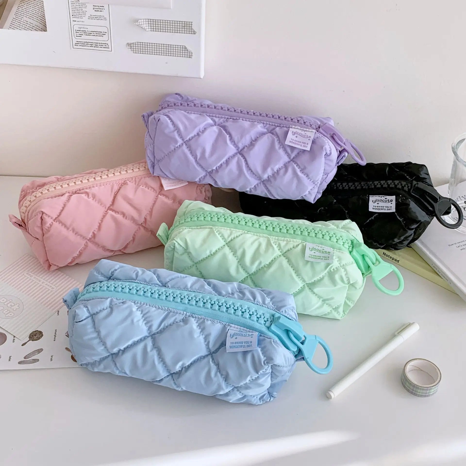 Quilted Zipper Pouches In Pastel Colors Collection on Luulla