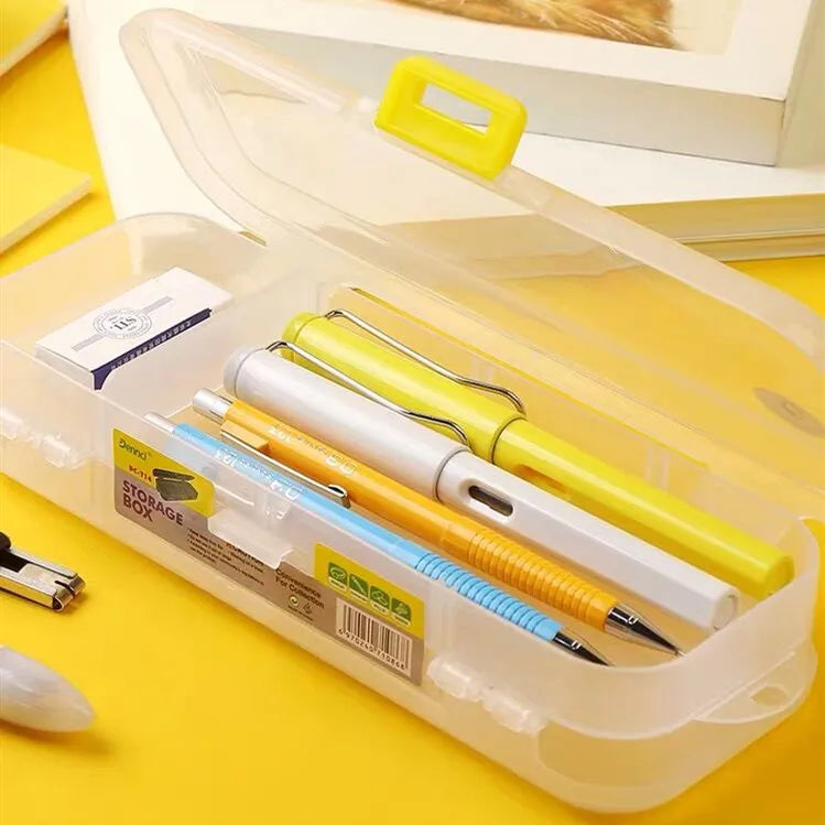Transparent Plastic Pen Case With Multiple Compartments on Luulla
