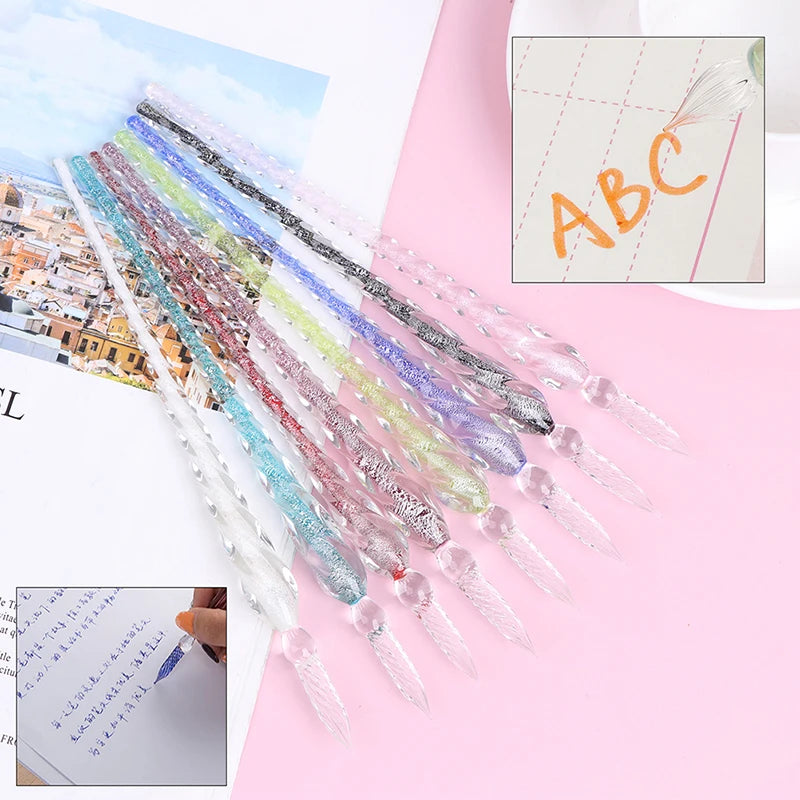 Multicolor Crystal Glass Dip Pens Calligraphy Kit on Luulla