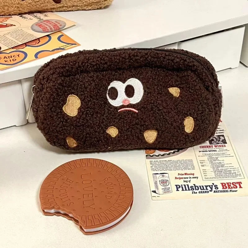Plush Choco Chip Design Pouch With Zipper on Luulla