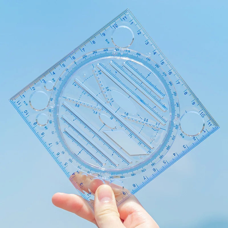 Multifunctional Clear Square Plastic Drawing Ruler Tool on Luulla