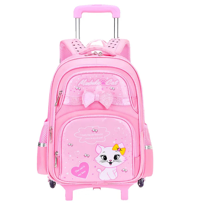 Pink Rolling Backpack With Adjustable Telescopic on Luulla