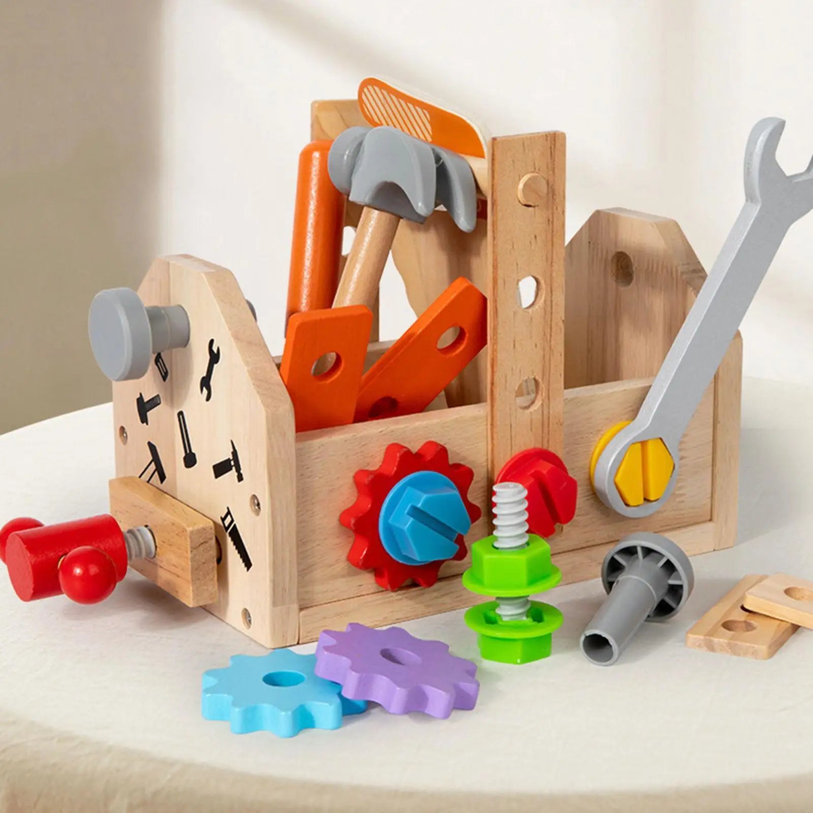 Wooden Toy Toolbox With Colorful Tools Collection on Luulla
