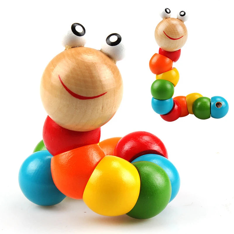 Flexible Wooden Rainbow Caterpillar Toy For Kids on Luulla