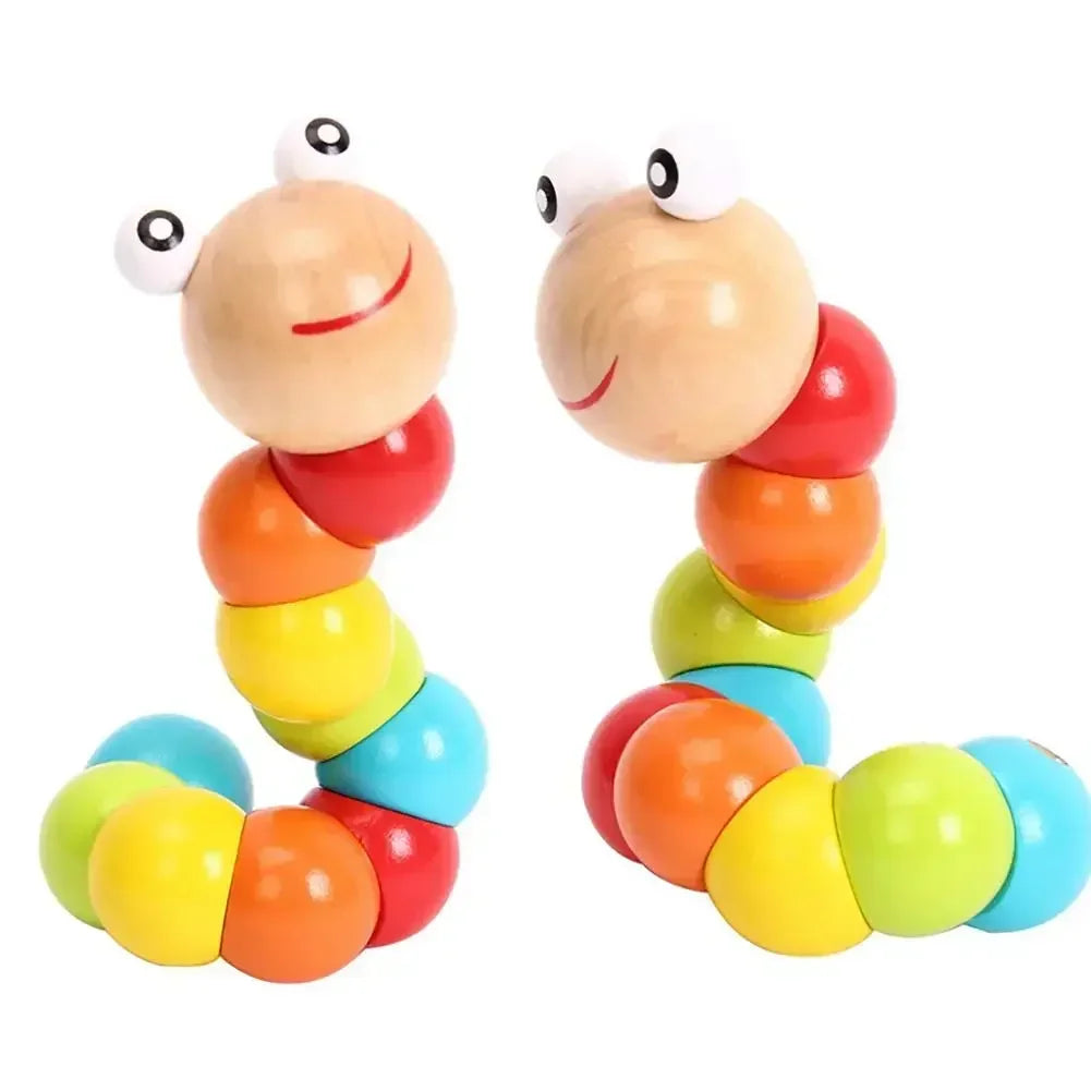 Colorful Wooden Worms With Movable Segments Toy on Luulla