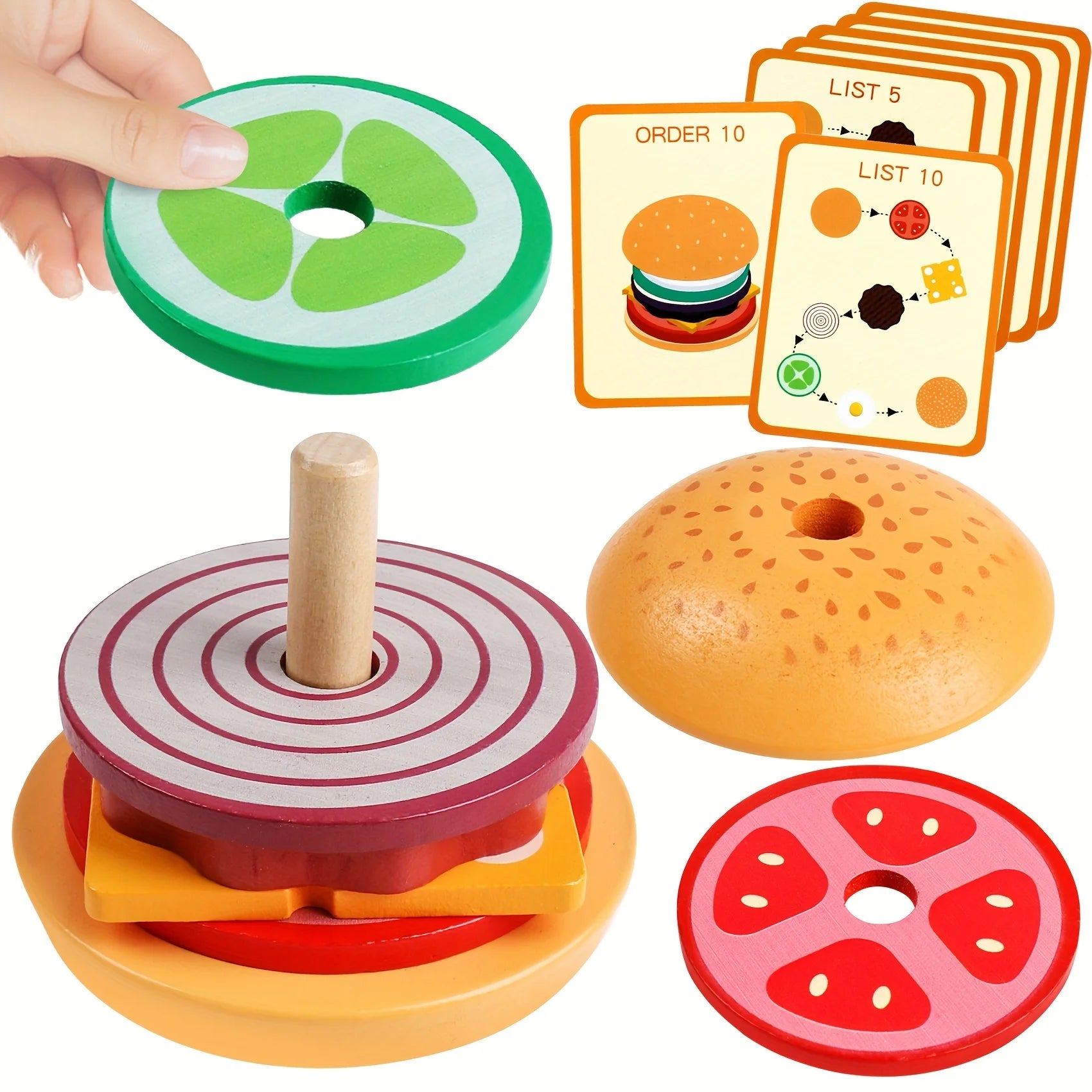 Wooden Burger Stacking Game For Kids Learning on Luulla