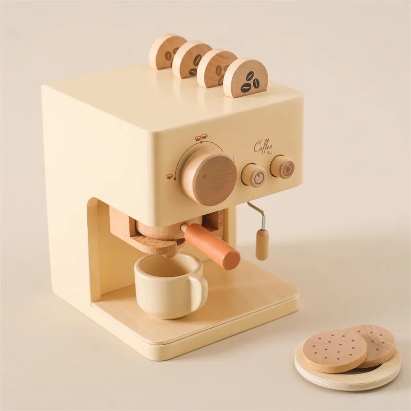 Wooden Toy Coffee Machine With Accessories For Kids on Luulla