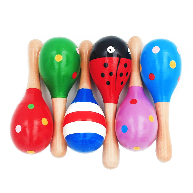 Colorful Wooden Kids Maracas With Polka Dots on Luulla