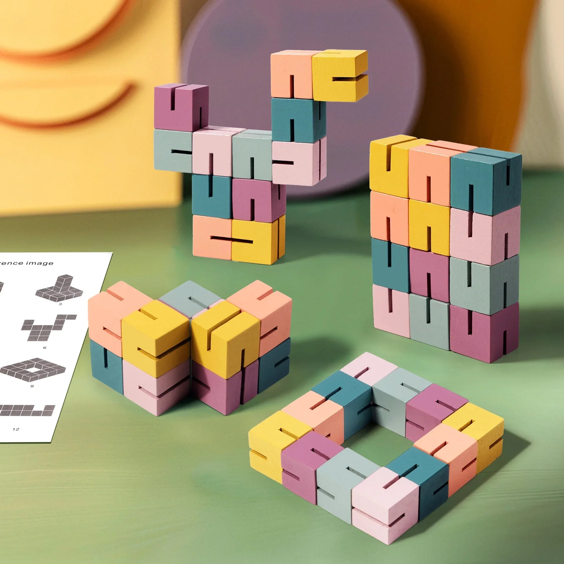 Colorful Interlocking Wooden Puzzle Blocks For Creativity on Luulla