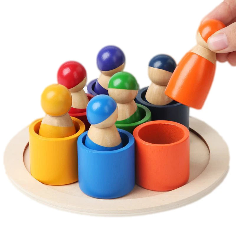 Wooden Stacking Toy With Color-matching Peg People on Luulla